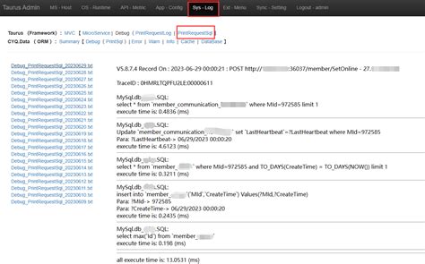 Taurus Net Core 微服务开源框架：admin 插件【4 2】 配置管理 Mvc【含请求日志打印】taurusmvc