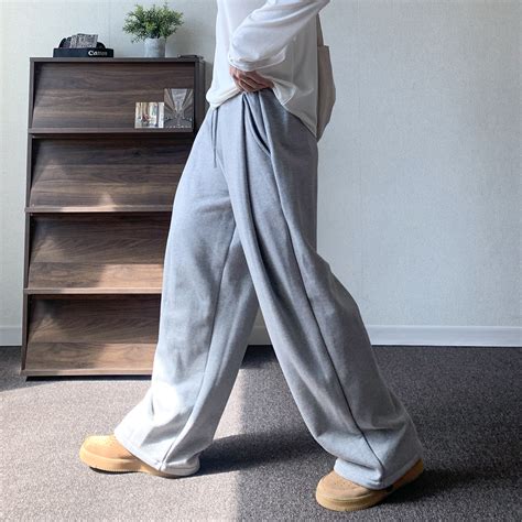 롱 와이드 밑단 스트링 사이드 핀턱 허리 밴딩 3단 쭈리 데일리 일상 츄리닝 팬츠 바지 에이블리