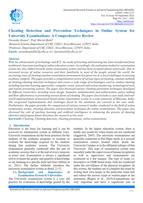 Pdf Cheating Detection And Prevention Techniques In Online System For University Examinations