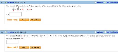 Solved Use Implicit Differentiation To Find An Equation Of