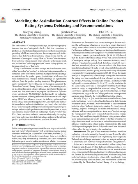 Modeling The Assimilation Contrast Effects In Online Product