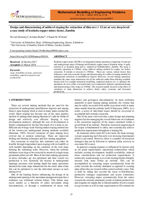 Pdf Design And Dimensioning Of Sublevel Stoping For Extraction Of