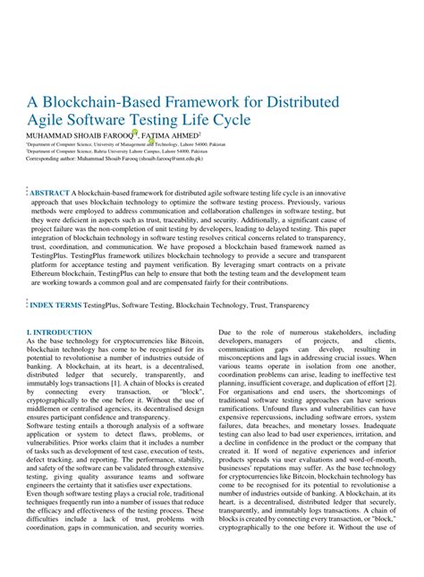 Pdf A Blockchain Based Framework For Distributed Agile Software