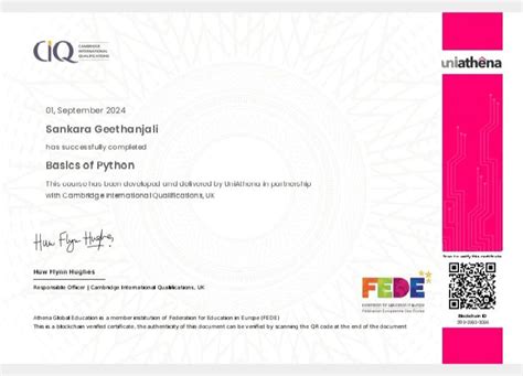 sankara geethanjali on linkedin python programming certification
