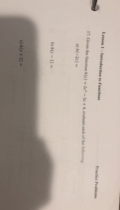 Solved Lesson 1 Introduction To Functions Practice