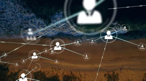 Network Of Connections And Data Processing Animation Over Beach