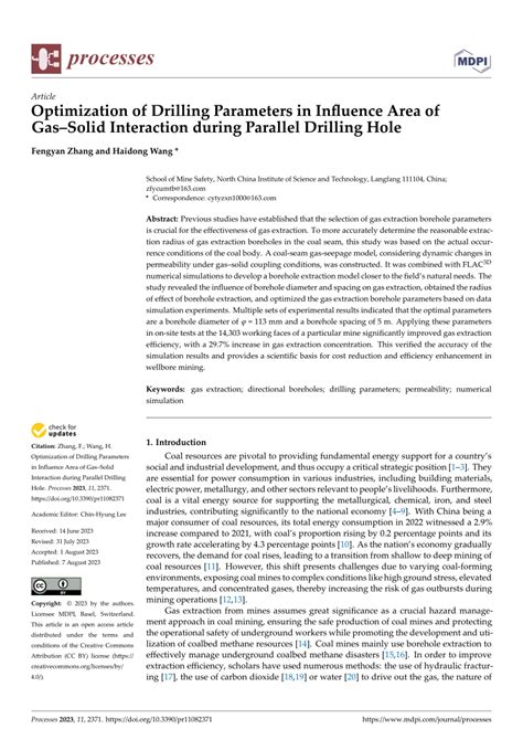 Pdf Optimization Of Drilling Parameters In Influence Area Of Gas Solid Interaction During