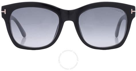 Tom Ford Lauren Smoke Mirror Square Sunglasses Ft0614 01c 52 In Black