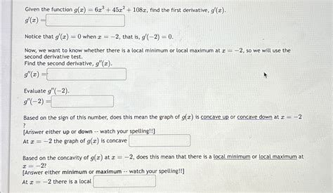 Solved Given The Function G X 6x3 45x2 108x ﻿find The