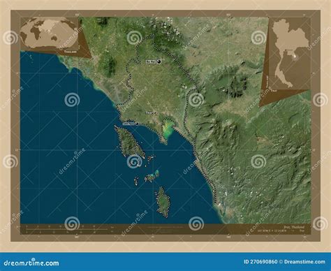 Trat Thailand Low Res Satellite Labelled Points Of Cities Stock