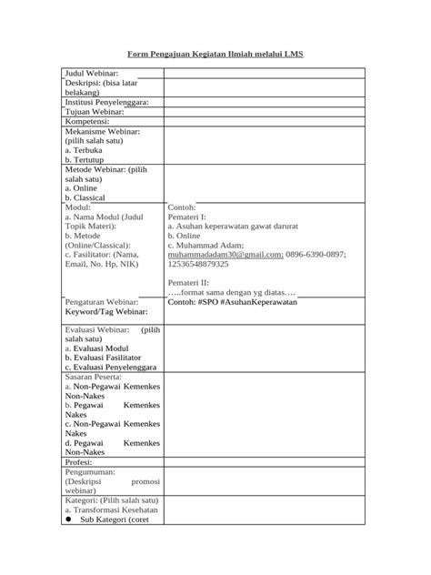 Form Pengajuan Kegiatan Ilmiah Melalui Lms Pdf