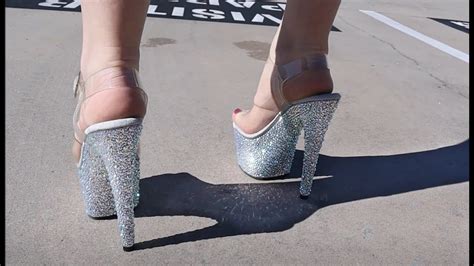 Unboxing Walking In Pleaser Bejeweled Diamond 7 Inch High Heel Shoes