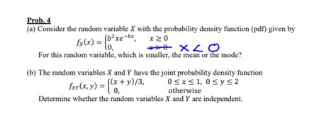 Solved Prob A Consider The Random Variable X With The Chegg Com
