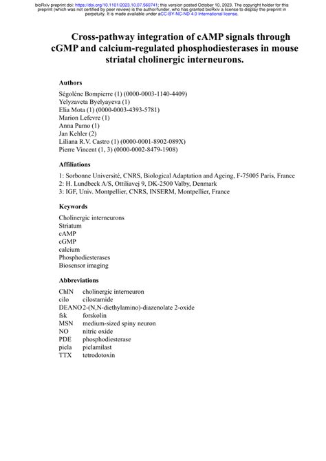 Pdf Cross Pathway Integration Of Camp Signals Through Cgmp And Calcium Regulated
