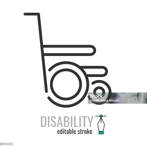 휠체어 선 아이콘입니다 장애인 장비 기호입니다 의료 용품 픽토그램 장애인 접근성 휠체어 표지판 벡터 그래픽 일러스트 Eps 10 편집 가능한 획 Accessible