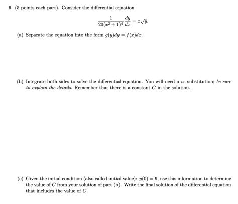 Solved 6 5 Points Each Part Consider The Differential