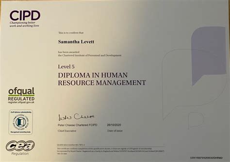 Samantha Levett Assoc Cipd On Linkedin Super Pleased To Have Received My Cipd Level 5 Diploma
