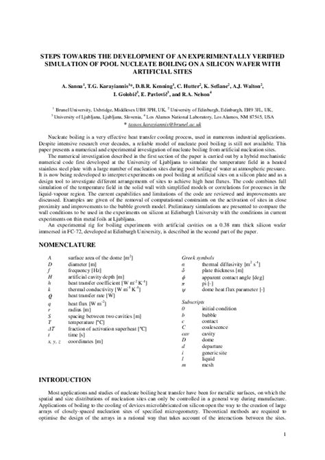 Pdf Steps Towards The Development Of An Experimentally Verified