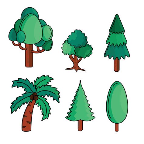 Trees Vector With Outline 23210723 Vector Art At Vecteezy