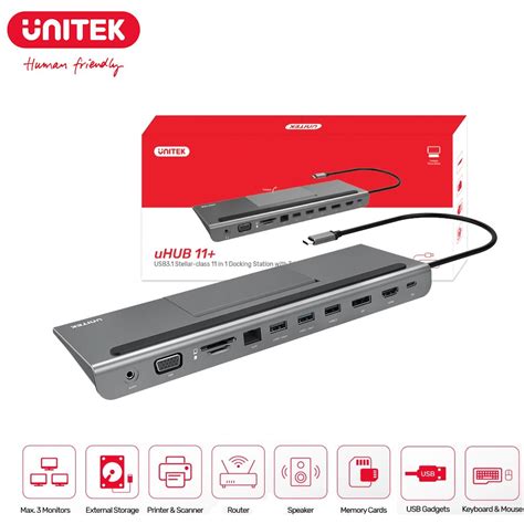Unitek Uhub Usb Type C Gbps Multifunction Docking Station With Triple Display And Power