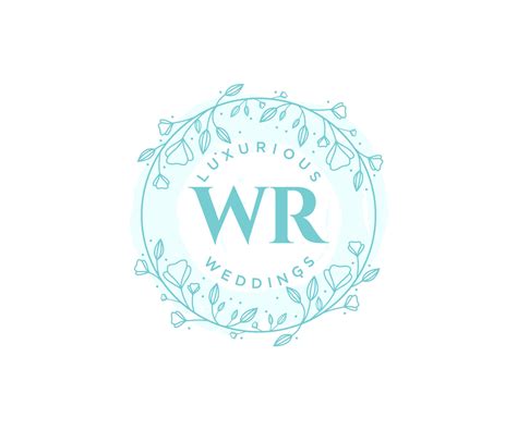 Wr Initials Letter Wedding Monogram Logos Template Hand Drawn Modern Minimalistic And Floral