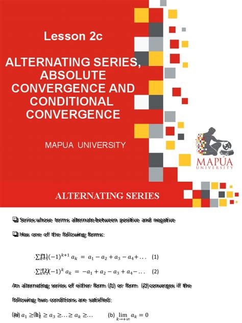 Lesson 2c Alternating Series Conditional Convergence Pdf Analysis Functions And Mappings