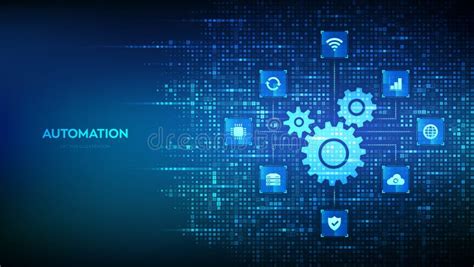 Automation Software Gears Icon Made With Binary Code Iot And