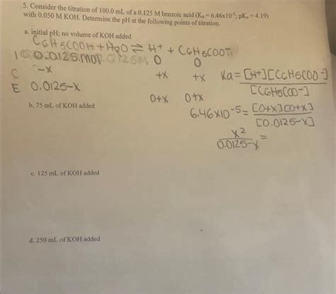 Solved 5 Consider The Titration Of 100 0 Ml Of A 0 125m