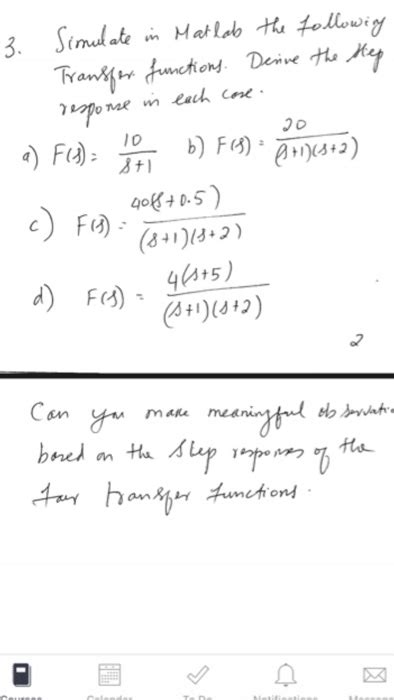 Solved Simulate In Matlab The Following Transfer Function Chegg Com