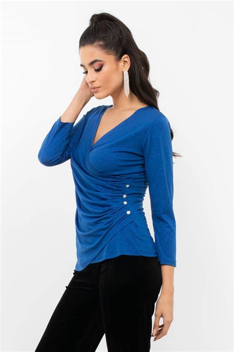 ΜΠΛΟΥΖΑ Plus Size ΛΟΥΡΕΞ ΚΡΟΥΑΖΕ ΜΠΛΕ ΡΟΥΑ