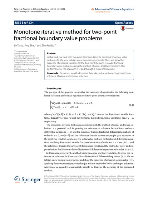 Pdf Monotone Iterative Method For Two Point Fractional Boundary Value