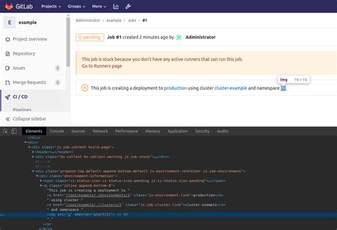 stored xss on the job page 215538 · issues · gitlab