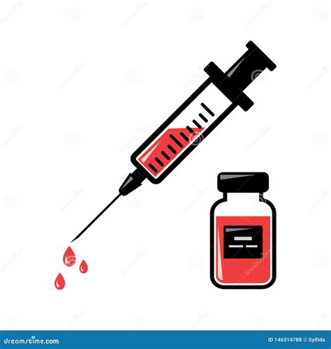 Spuit Met Rood Vaccin Flesje Geneeskunde Vector Stock Illustratie