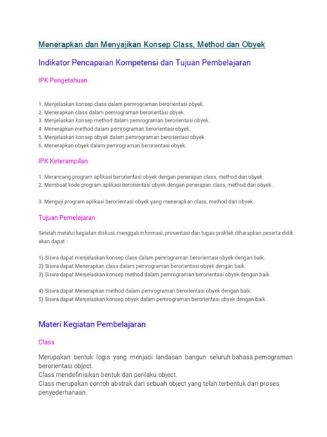 Tugas 5 Menerapkan Dan Menyajikan Konsep Class Pdf