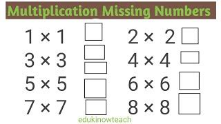 Multiplication Worksheet Missing Numbers Doovi