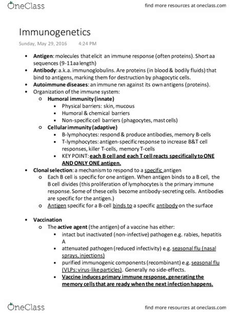 Biol 202 Lecture Notes Summer 2016 Lecture 15 Humoral Immunity