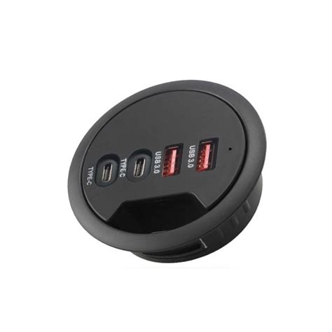 Hot K USB HUB Mount In Desk HUBs USB 3 0 HUB With Power Supply Adapter Dual Type C Port For