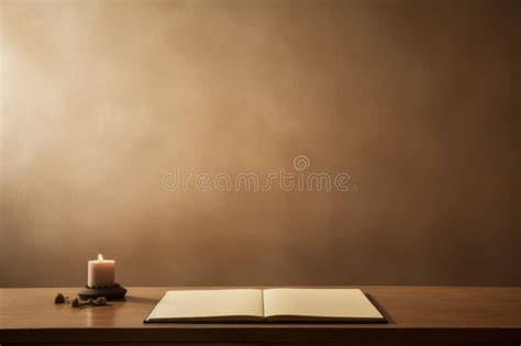 Understated Blank Book Table Generate Ai Stock Image Image Of