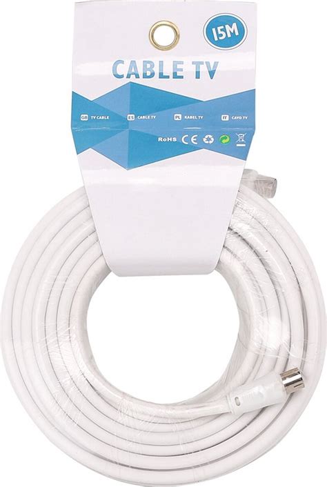 Coax Kabel 15 Meter Rechte Connectoren Wit Bol