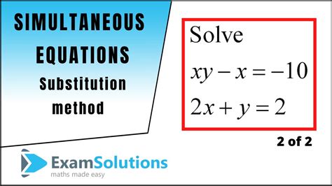 Simultaneous Equations Substitution Method Tutorial 2