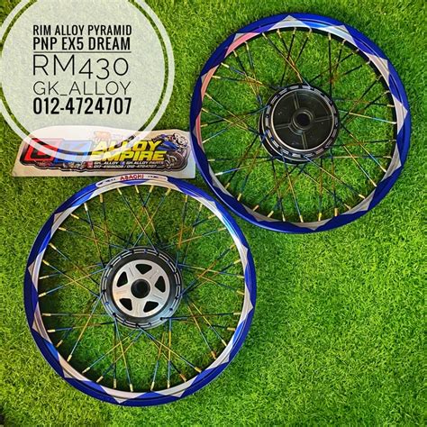 set rim alloy pyramid biru lidi titanium hub cnc pnp ex5 dream