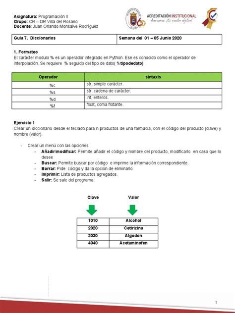 Guia 7 Diccionarios En Python Pdf Programación De Computadoras Ingeniería De Software