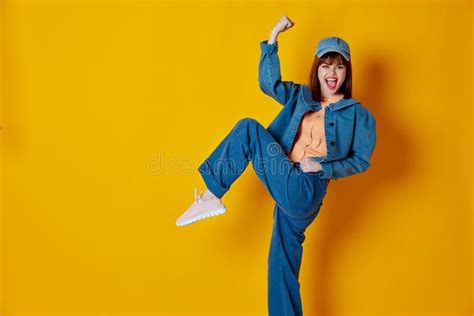 Woman In Only Denim Overalls Stock Image Image Of Hips Denim 33683967