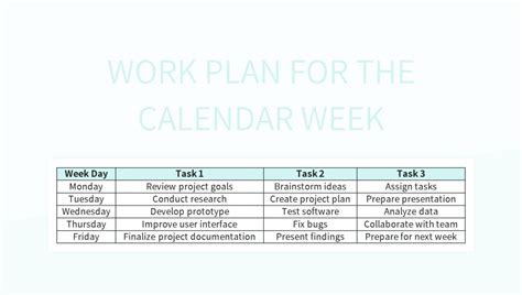 Excel Work Week Calendar Template