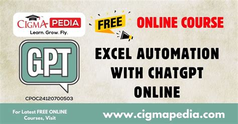 Excel Automation With Chatgpt Online Free Online Course Cigma Pedia