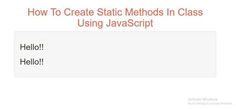 How To Create Static Methods In Class Using Javascript Method Class