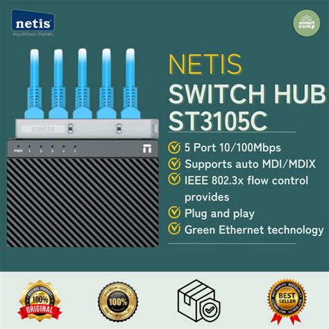 Netis ST3105C 5 Port RJ45 100M Fast Ethernet Switch Shopee Malaysia