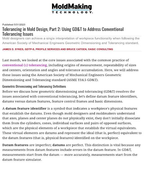 Tolerancing In Mold Design Part2 Pdf