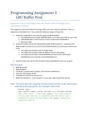 Programming Assignment 3 LRU Buffer Pool Programming Assignment 3