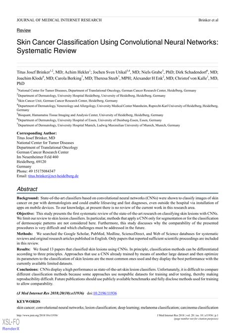 pdf skin cancer classification using convolutional neural networks